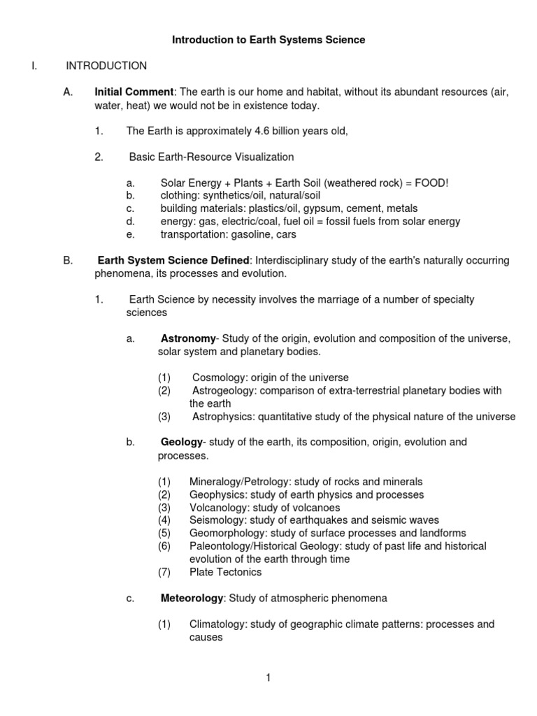 Introduction To Earth Systems Science | PDF | Earth | Atmosphere Of Earth