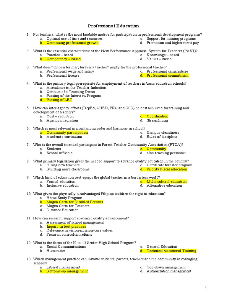 Prof Ed 2 1-150 Key | PDF | Educational Assessment | Teachers