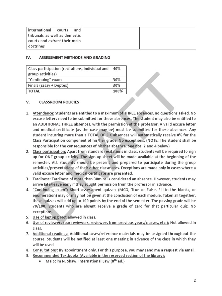 IV. Assessment Methods and Grading | PDF | Quiz | Test (Assessment)