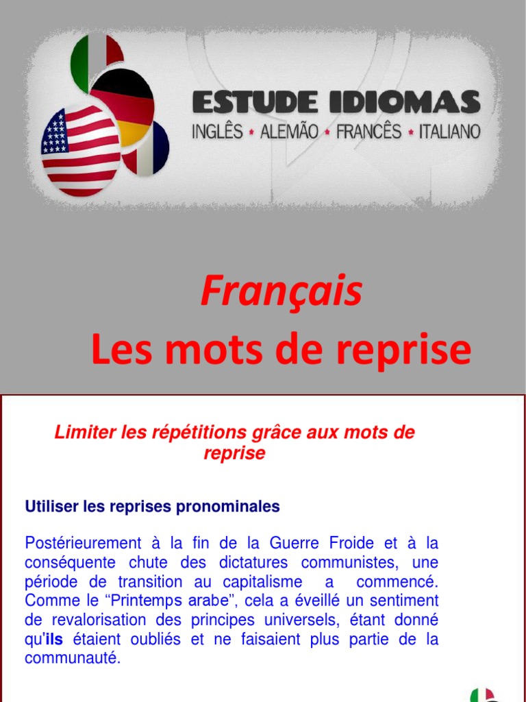 Les Mots de Reprise | PDF | Pronom | Ulysse