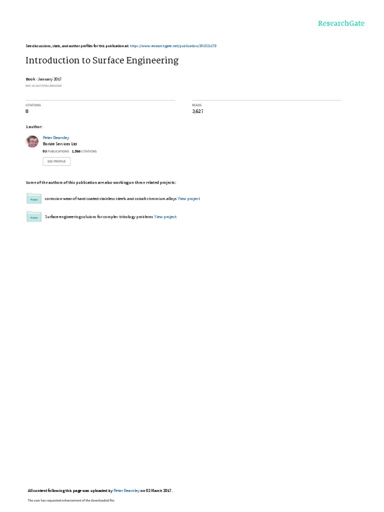 Introduction To Surface Engineering: January 2017 | PDF | Engineering | Materials Science