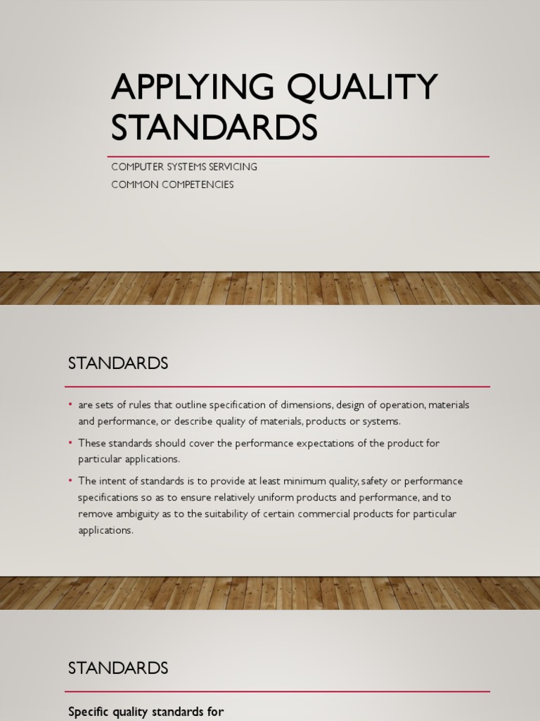 Applying Quality Standards | PDF | Business | Computing And Information ...