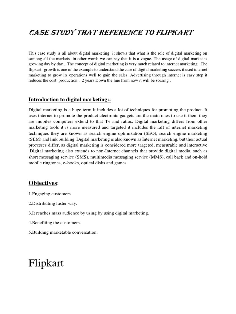 Flipkart: Case Study That Reference To Flipkart | PDF | Digital ...