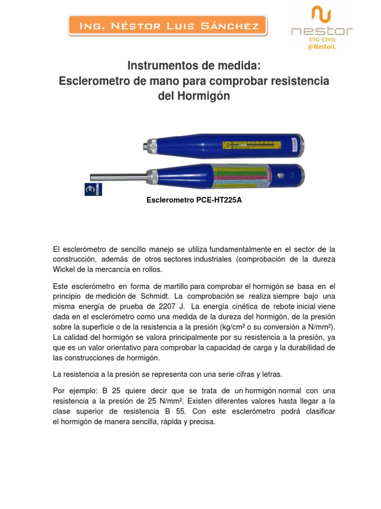 Esclerómetro Hoja de Calculo | PDF
