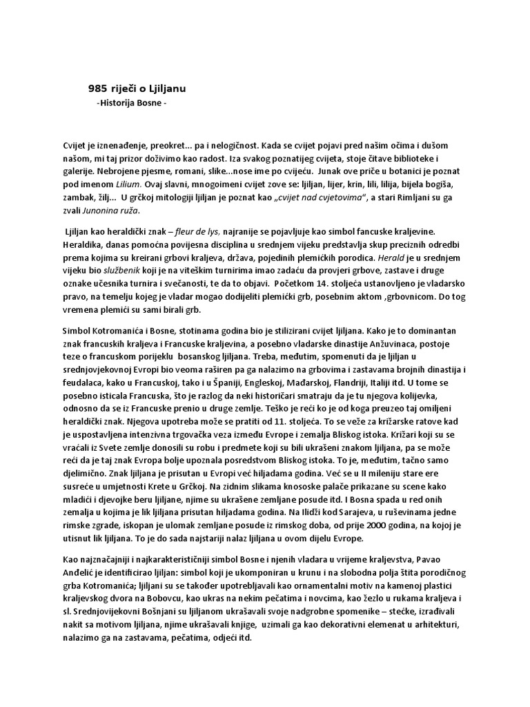 Ljiljan - Simbol Bosne | PDF