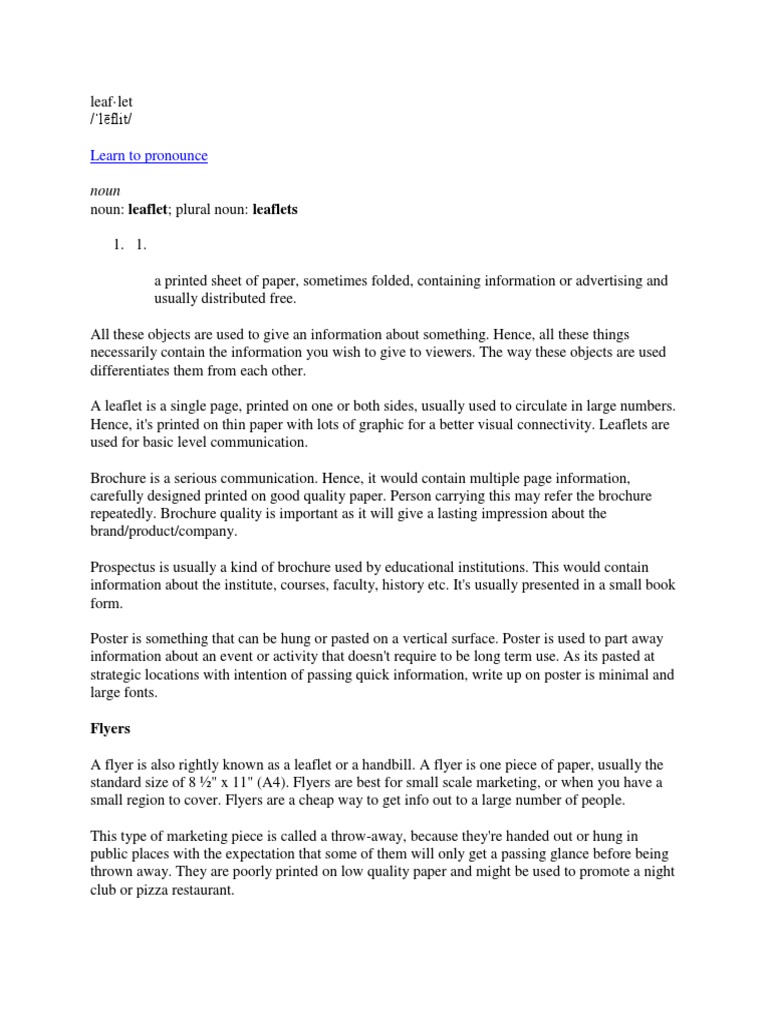 Learn To Pronounce: Flyers | PDF | Books | Newspapers