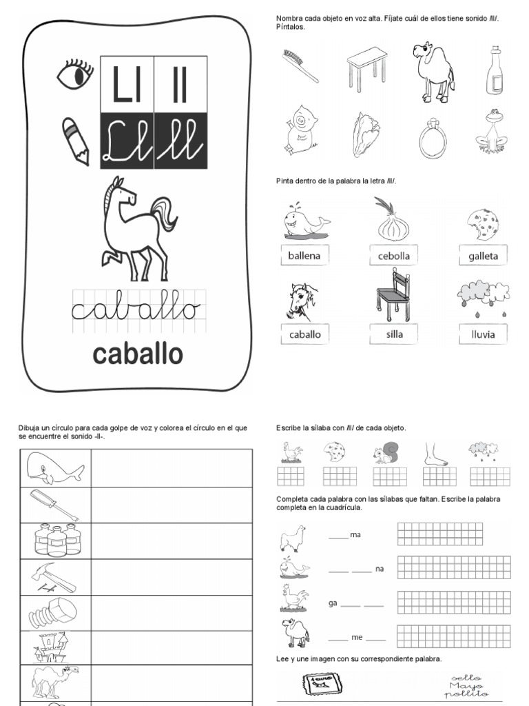 Actividades con la letra ll y sílabas | PDF