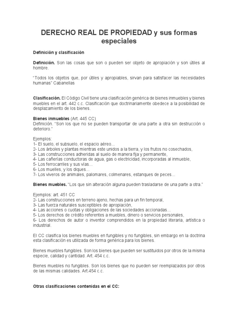 DERECHO REAL DE PROPIEDAD y Sus Formas Especiales PDF | PDF | Propiedad ...