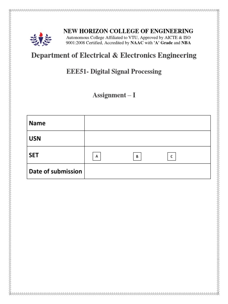 Digital Signal Processing Assignment EEE51 | PDF | Technology & Engineering