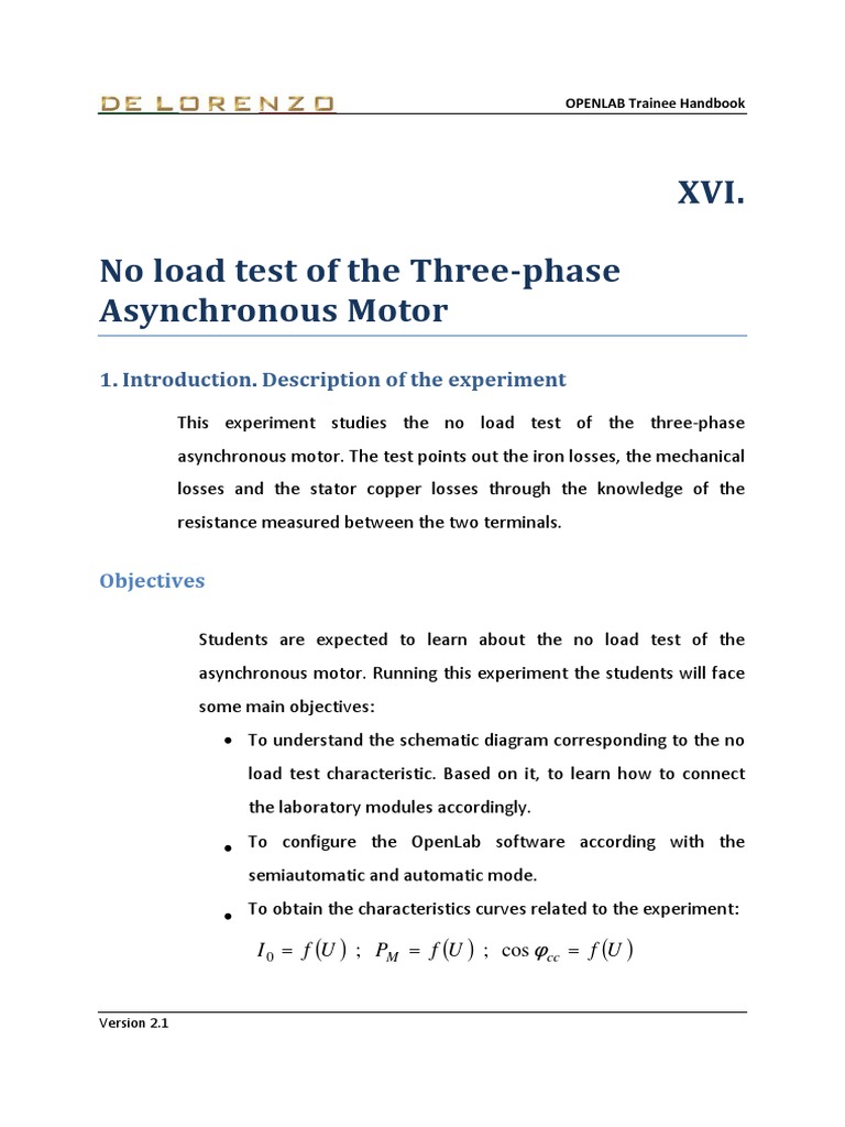 OPENLAB A - No-Load Test of The Asynchronous Motor | PDF | Electric ...