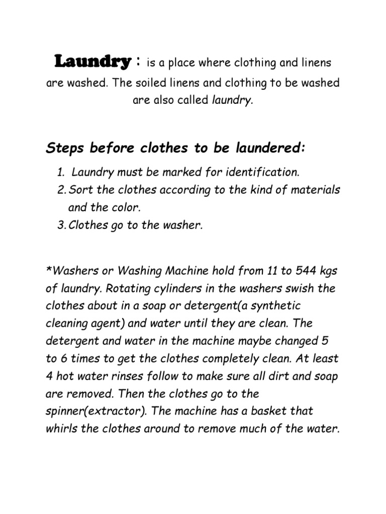 Step-by-Step Laundry Process Guide | PDF | Home & Garden | Wellness