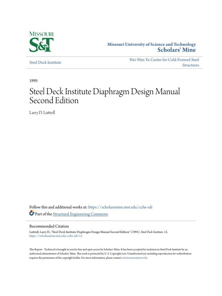 Steel Deck Institute Diaphragm Design Manual Second Edition | PDF ...