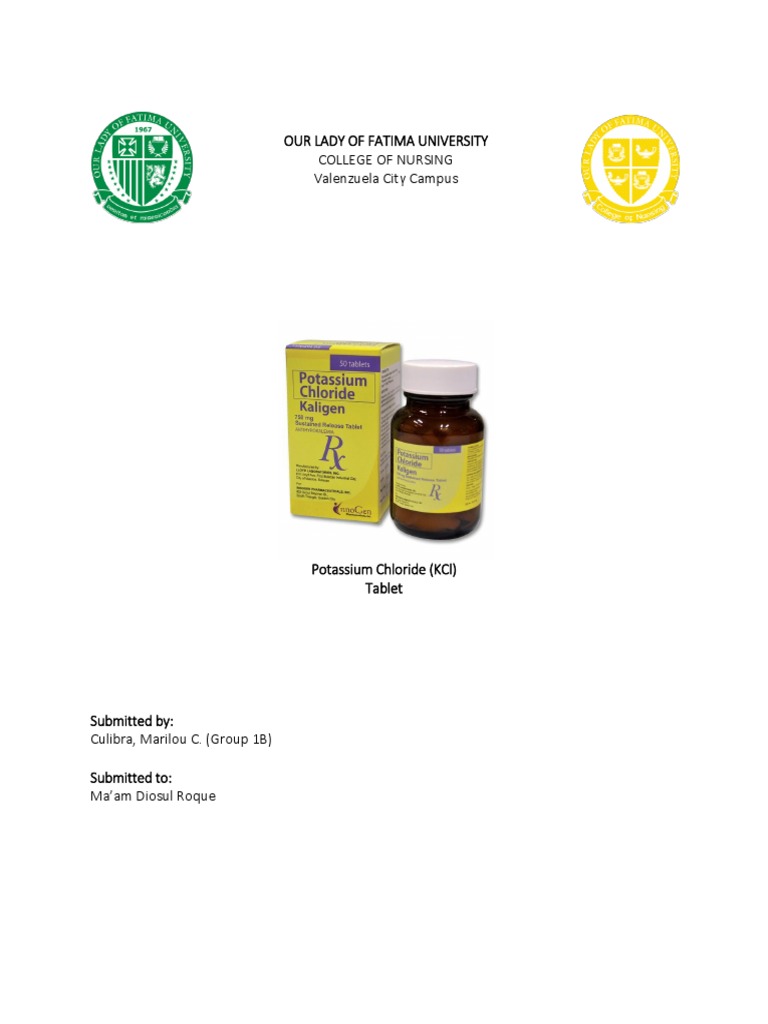 Drug Study - Potassium Chloride | PDF | Potassium | Diet & Nutrition