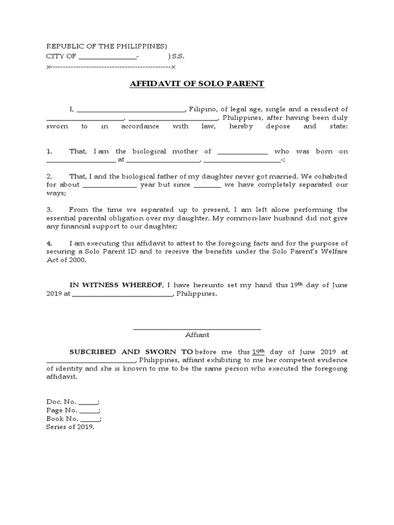 Affidavit of SOLO PARENT | PDF