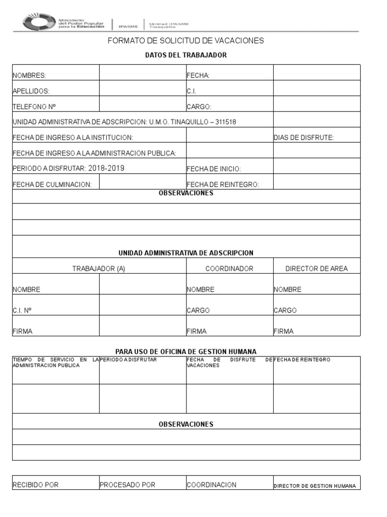 Solicitud De Vacaciones Formato Y 5 Modelos En Word Morespics 1216x878