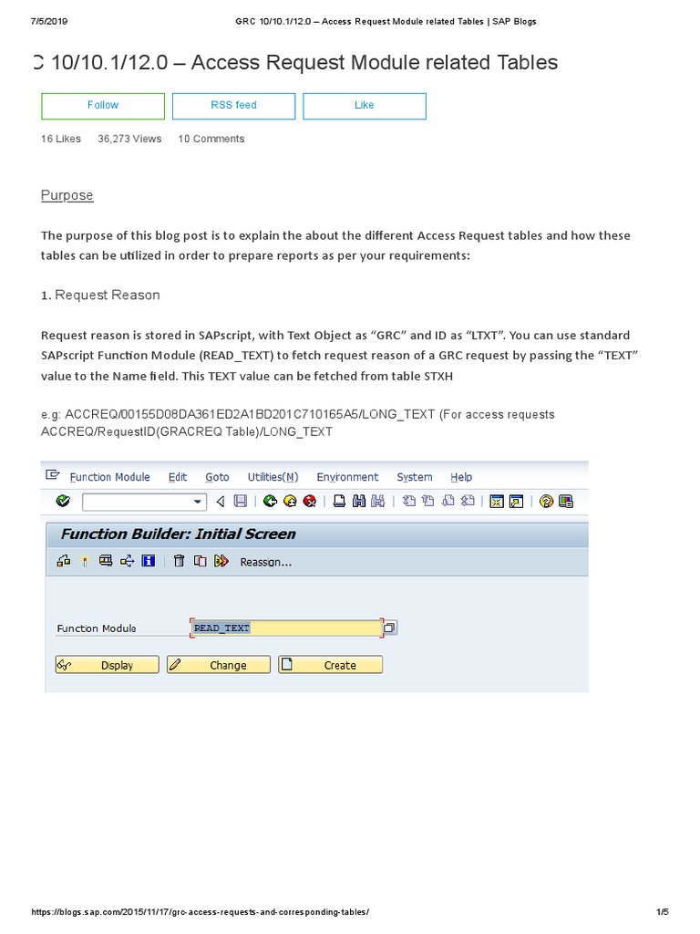 GRC 10 - 10.1 - 12.0 - Access Request Module Related Tables - SAP Blogs | PDF | Computer Data ...