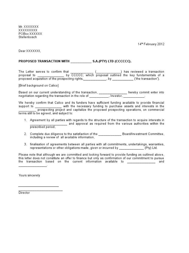 Generic Letter of Comfort | PDF