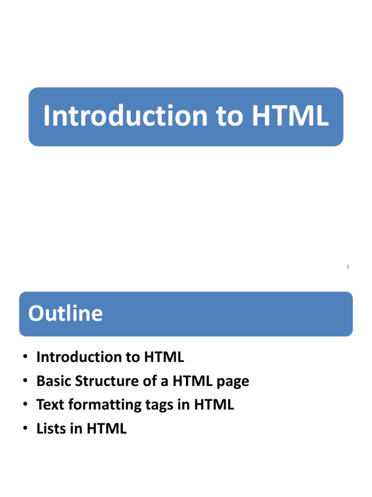 Introduction to HTML Basics and Structure | PDF | Html | Html Element