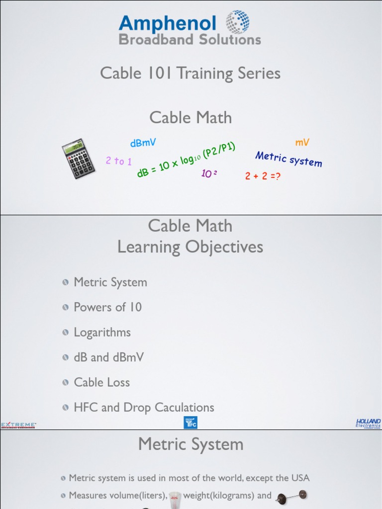 Cable 101 Training Series Cable Math: DB 10 X L Og (P2 /P1) | Download ...
