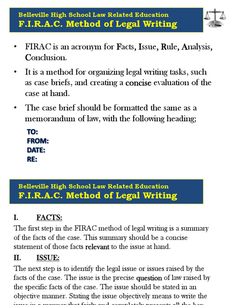 The FIRAC Method of Legal Writing | PDF | Precedent | Public Law