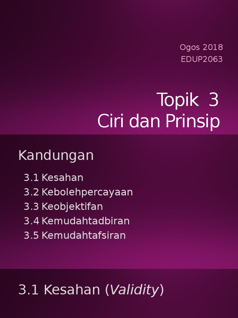 Ciri2 Dan Prinsip Pentaksiran | PDF