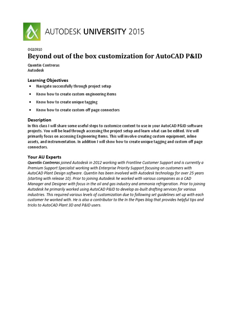 Customizing AutoCAD P&ID Projects | PDF | Auto Cad | Autodesk