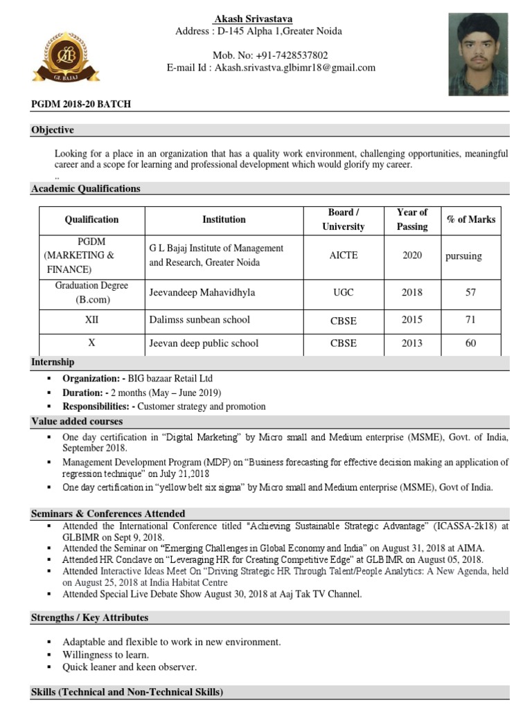 Akash Resume | PDF | Master Of Business Administration | Analytics