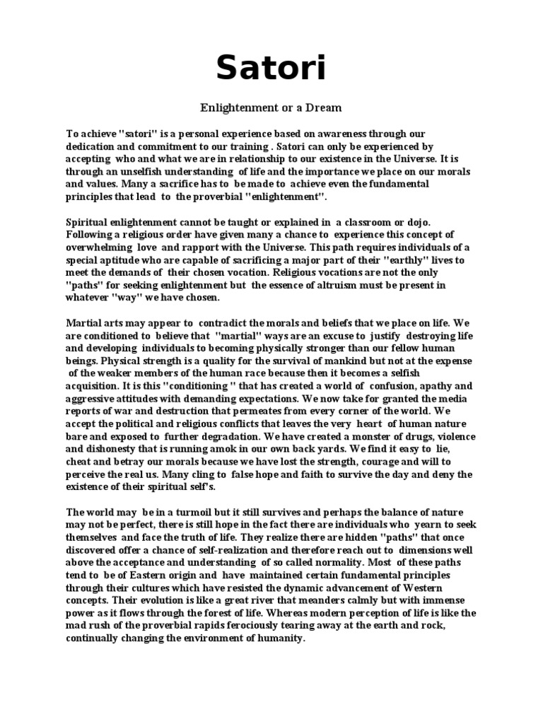 Satori: Enlightenment or A Dream | PDF | Yin And Yang | Aikido