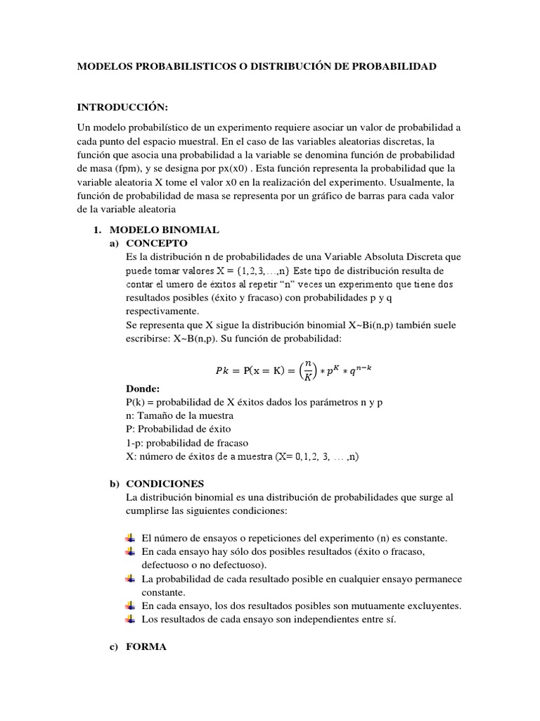 Modelos Probabilisticos o Distribución de Probabilidad | PDF | Distribución de probabilidad ...