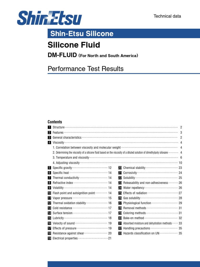 Silicone Fluid Shin Etsu Especifications | PDF | Viscosity | Silicone