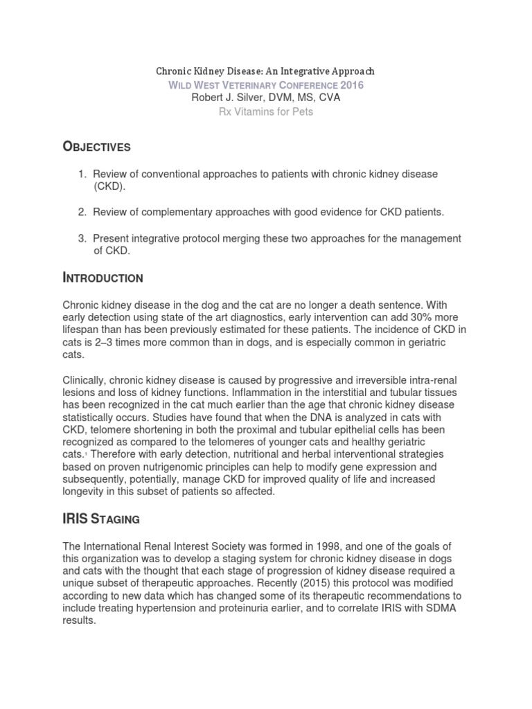 Feline Chronic Kidney Disease - Integrated Approach | PDF | Vitamin D ...