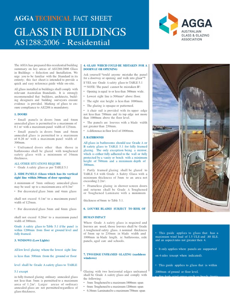 AS1288:2006 Glass Installation Guide | PDF | Stairs | Door
