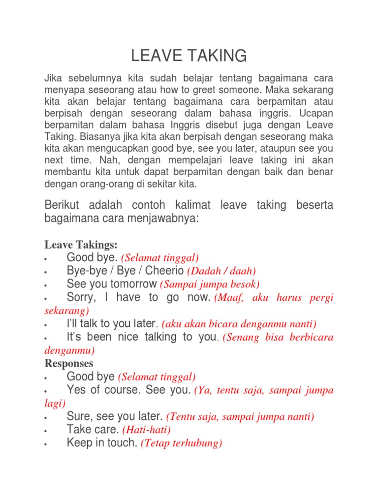 Materi Leave Taking | PDF
