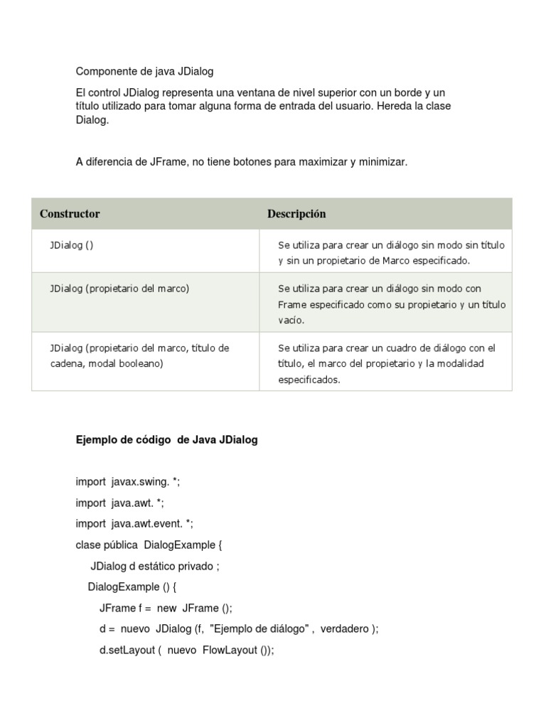 Componente de Java JDialog | PDF