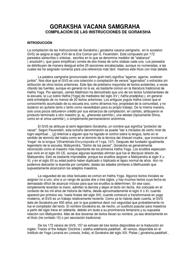 Goraksha Vacana Samgraha | PDF | Yoga | Shiva