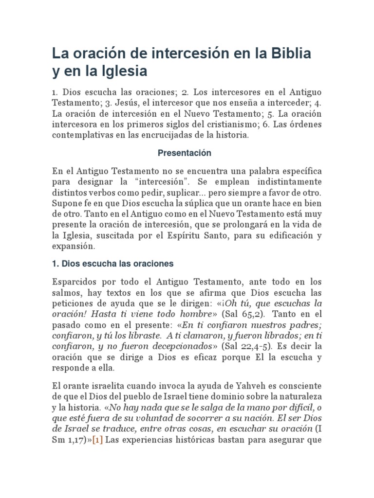 La Oración De Intercesión En La Biblia Y En La Iglesia Descargar