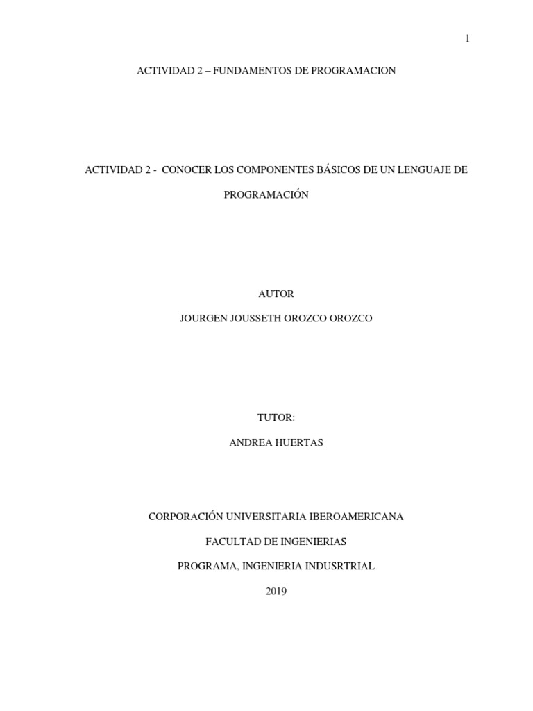 Fundamento De Programacion Pdf Programa De Computadora Programación 4344