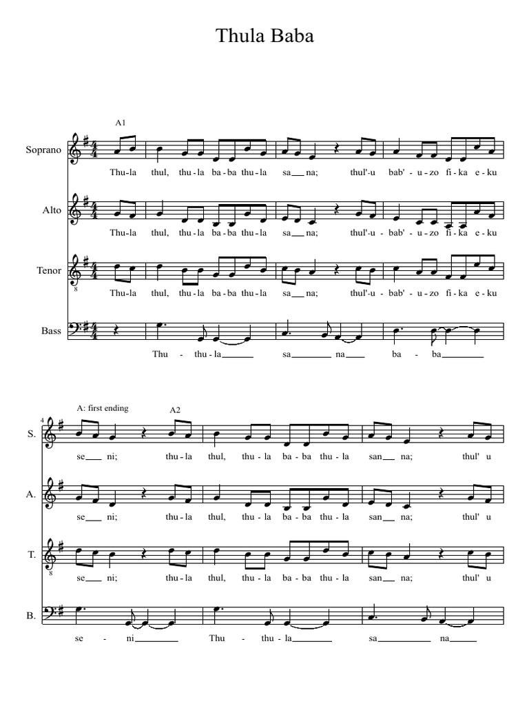 Thula Baba (SATB) PDF | PDF
