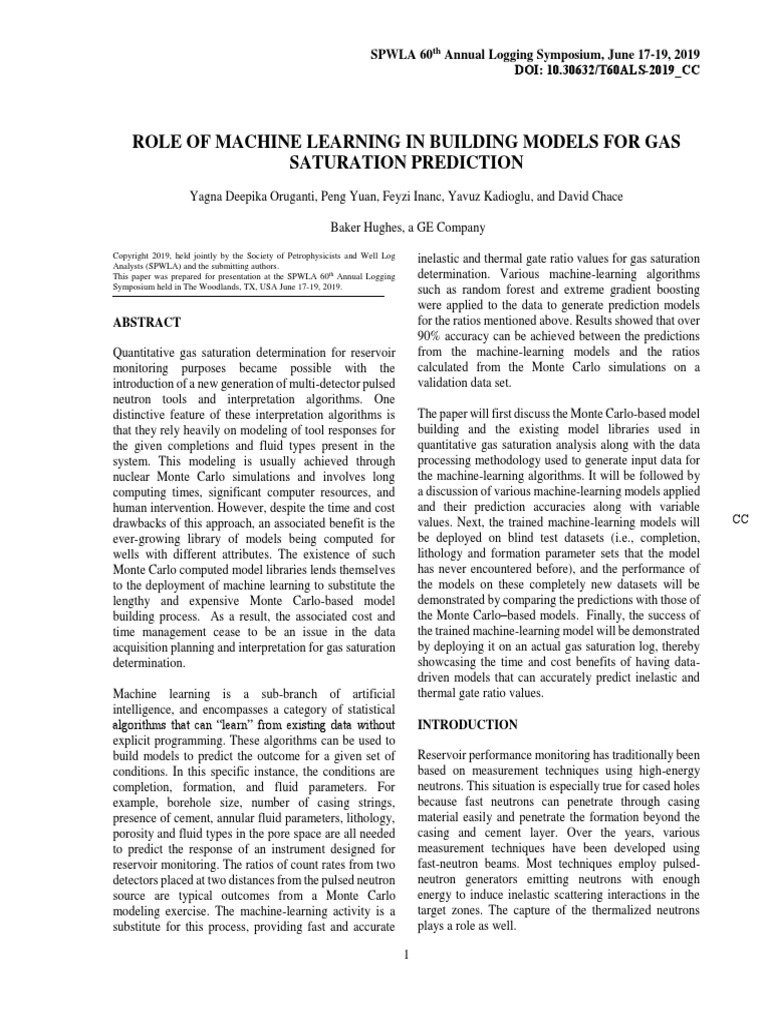 Spwla 2019 CC | PDF | Machine Learning | Cross Validation (Statistics)