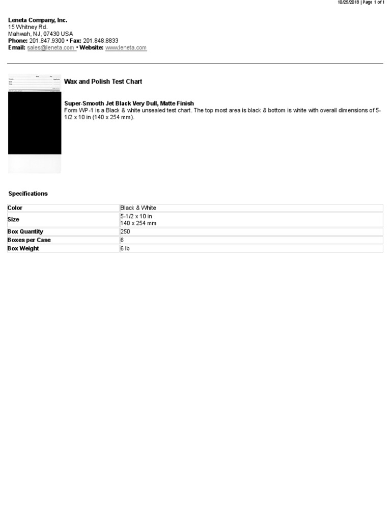 Wax and Polish Test Chart | PDF