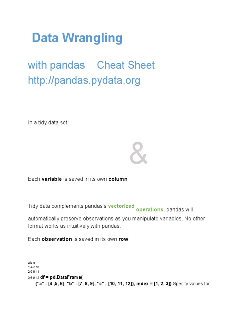 Pandas Cheat Sheet | PDF | Regular Expression | Statistics