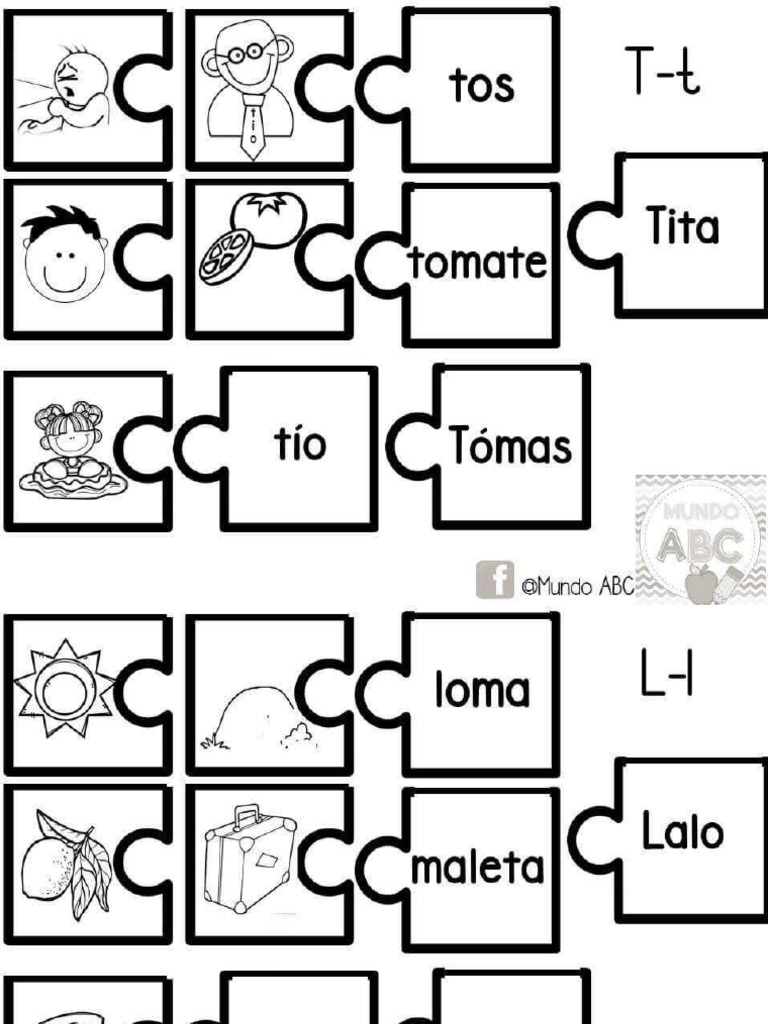 Rompecabezas de Sílabas Simples PDF | PDF