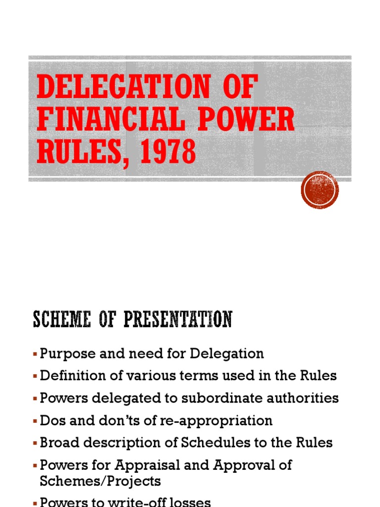 Delegation of Financial Power RULES, 1978 | PDF | Expense | Economies