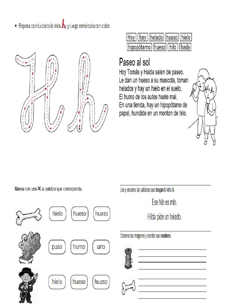 Guias en Cuaderno Letra H Hay Hoy | PDF