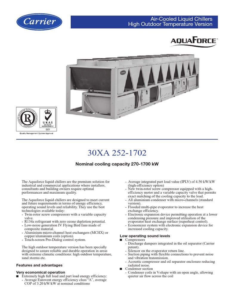 Air-Cooled Liquid Chillers High Outdoor Temperature Version: Nominal ...