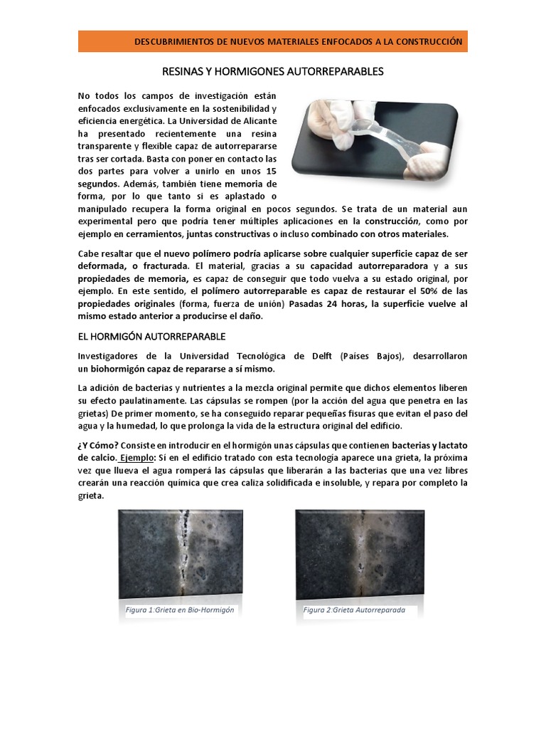 Hormigón autorreparable con bacterias | PDF