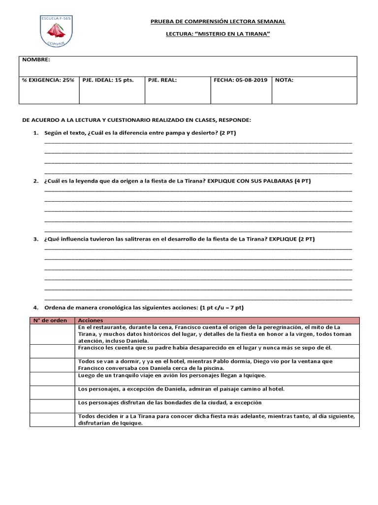 Lectura Misterio de La Tirana | PDF