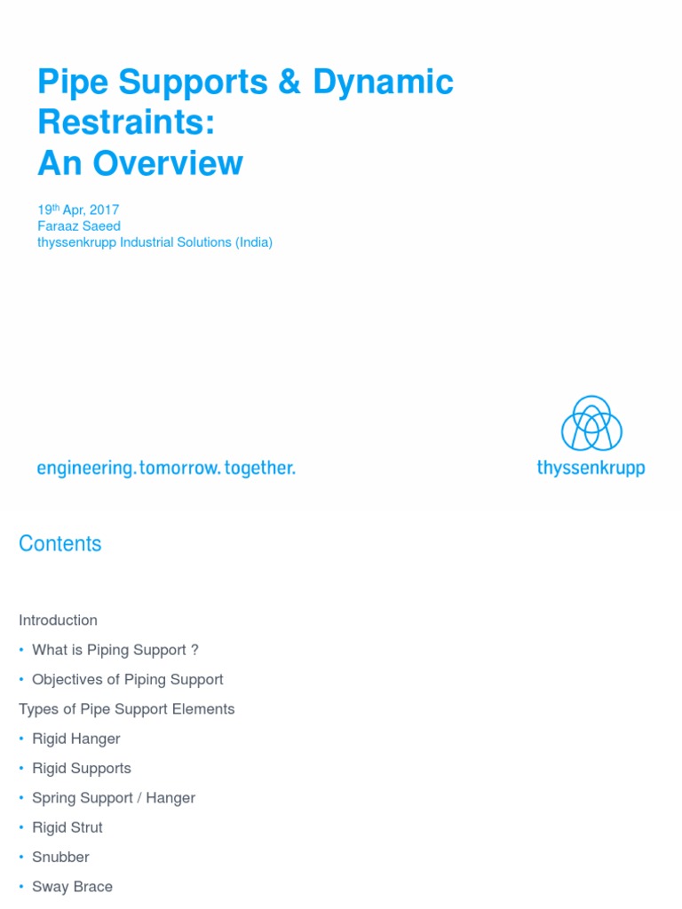 An Introduction To Piping Supports And Dynamic Restraints Pdf Pipe