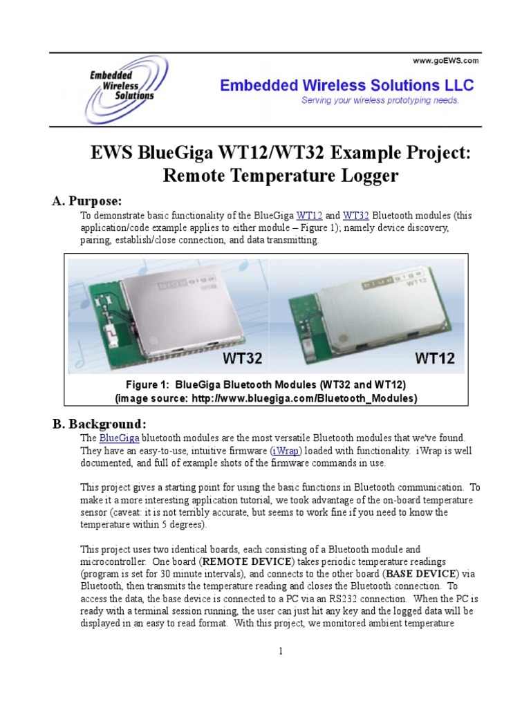 EWS Bluegiga Bluetooth Example | PDF | Bluetooth | Microcontroller