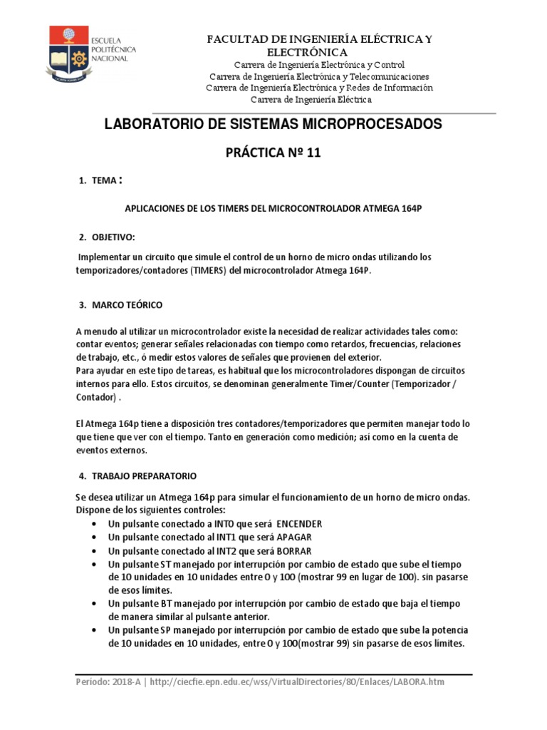 Lab Sistemas MIcroprocesados Practica11 2018A PDF | PDF | Microcontrolador | Electrónica